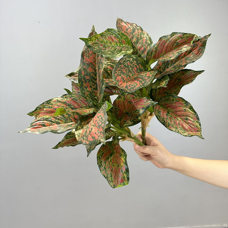 Zukuco 2 Packs Variegated Hosta Artificial Plant 17.7" Faux Green ...