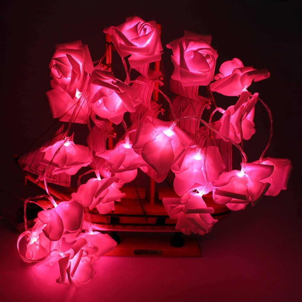 Zukuco 20 Led Rose Flowers Fairy String Light Indoor for Valentine's ...