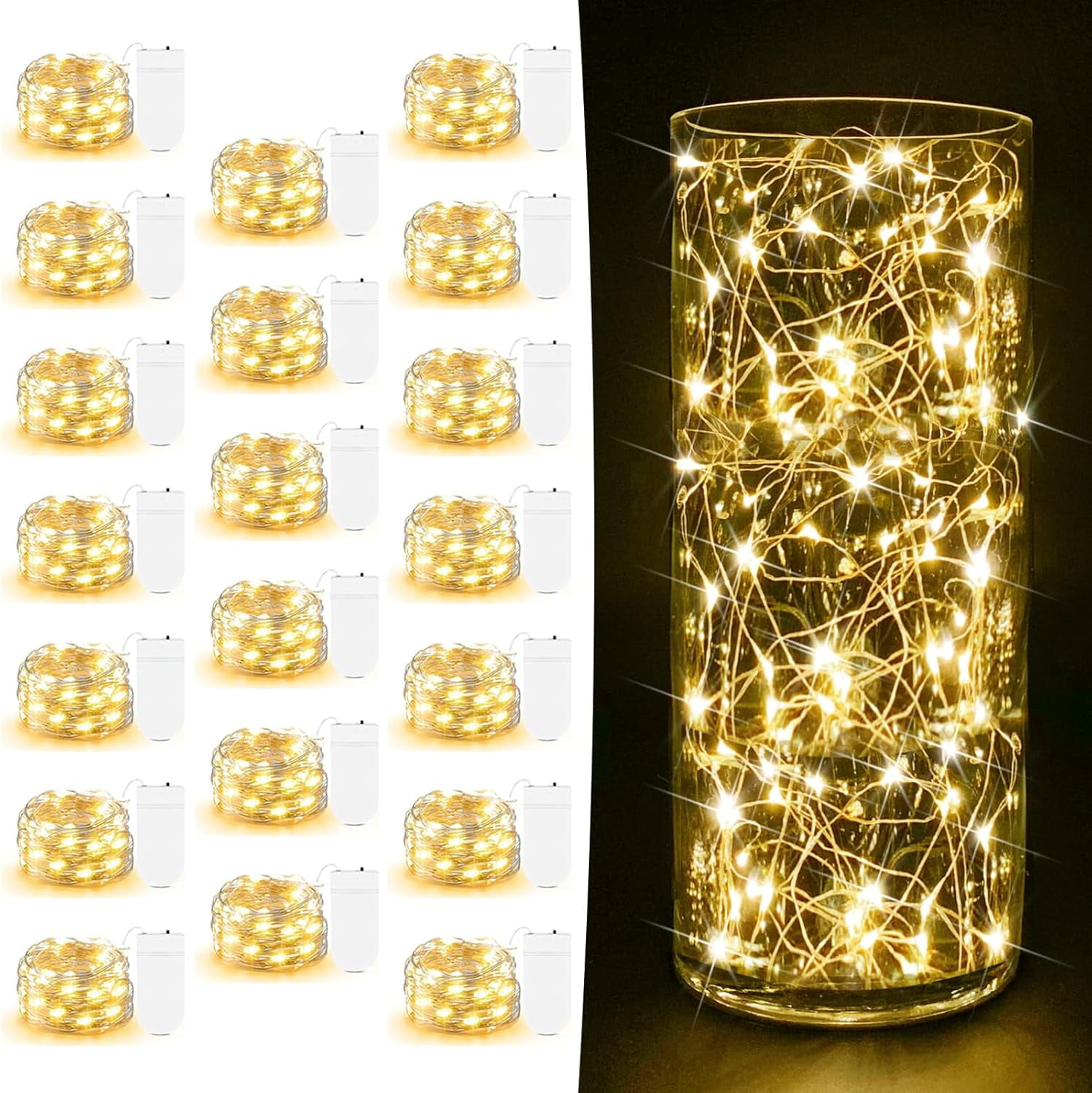 Zukuco 20 Pack Fairy Lights Battery Operated - 6.6ft 20 LED Twinkle ...