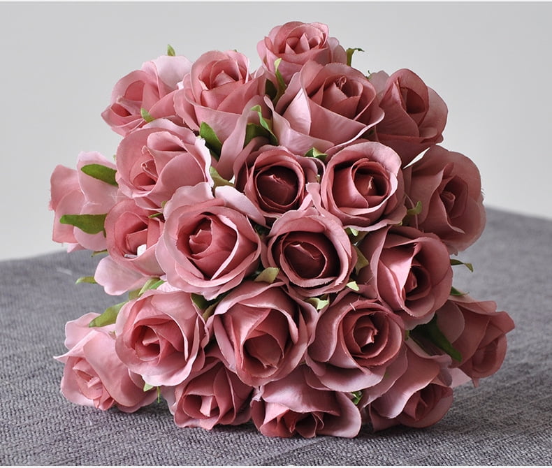 Zukuco 22 Heads Artificial Rose Flowers Bouquet, Realistic Fake Roses ...