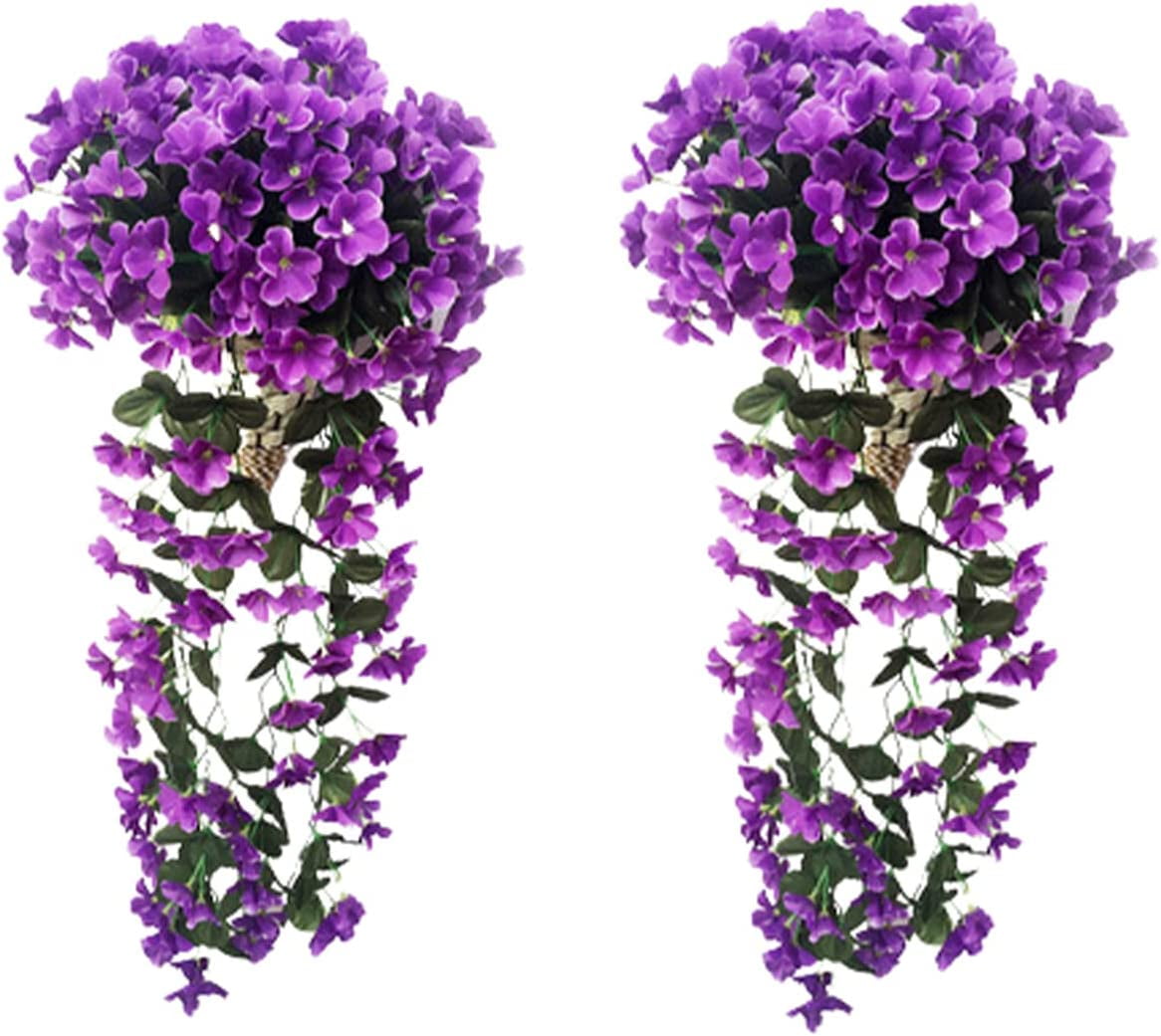 Zukuco 2PCS Artificial Hanging Violet Flowers, Fake Hanging Plants ...