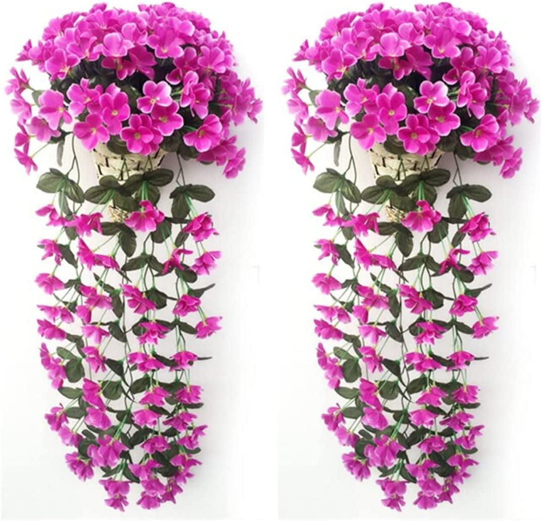 Zukuco 2PCS Artificial Hanging Violet Flowers, Fake Hanging Plants ...