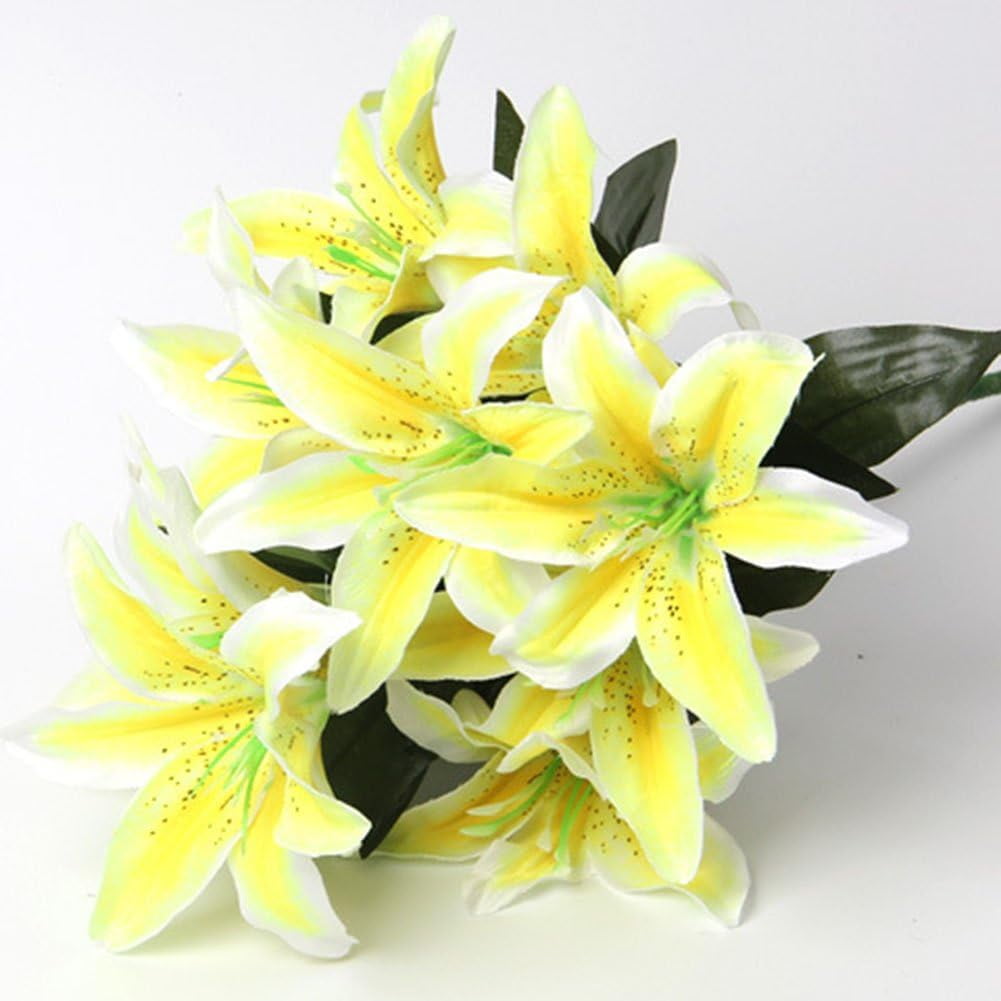 Zukuco 2Pack Artificial Lily 10 Heads Fake Lily Artificial Flower ...