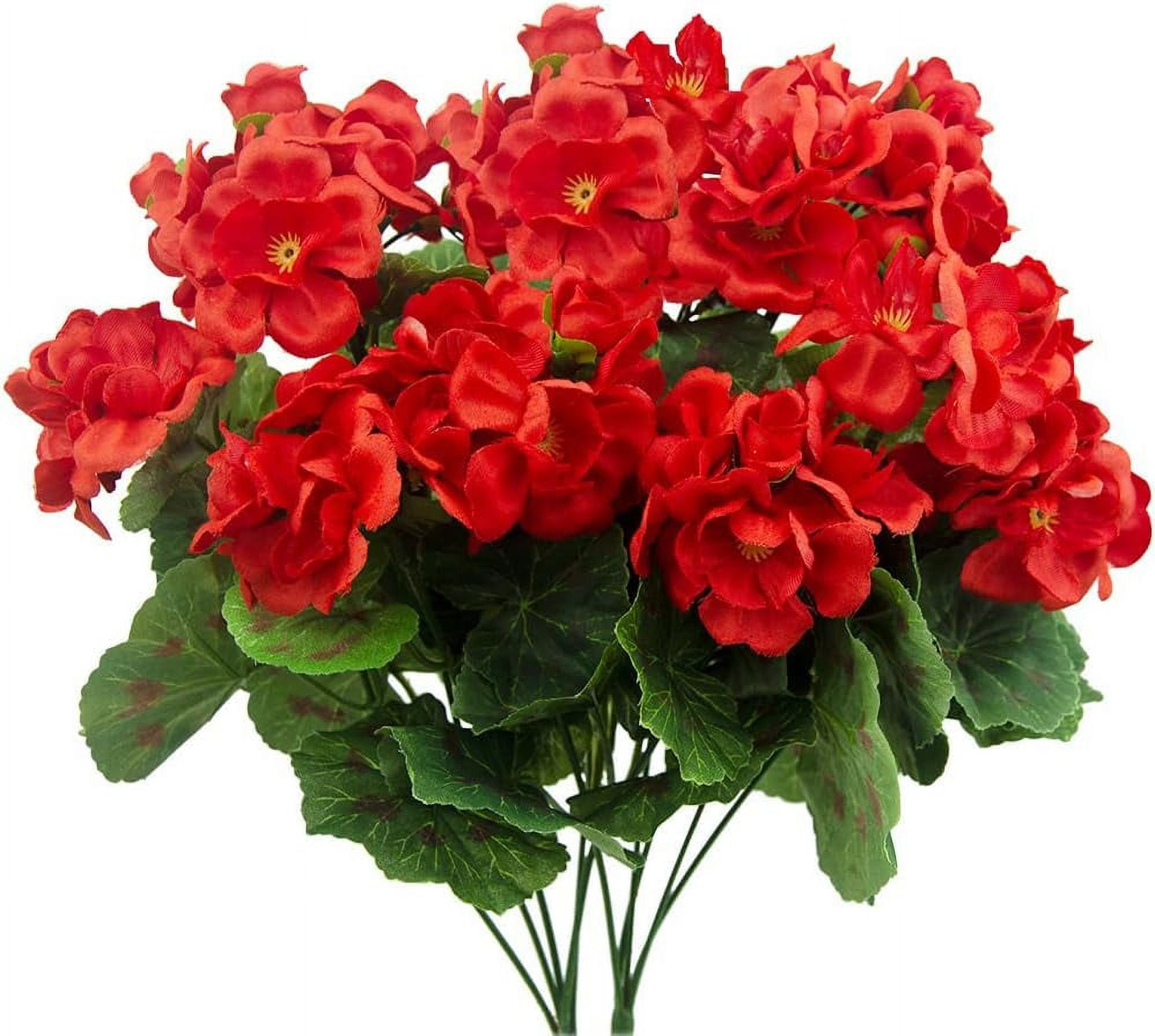 Zukuco 2Pcs Artificial Geraniums Silk Flowers Outdoor Artificial ...