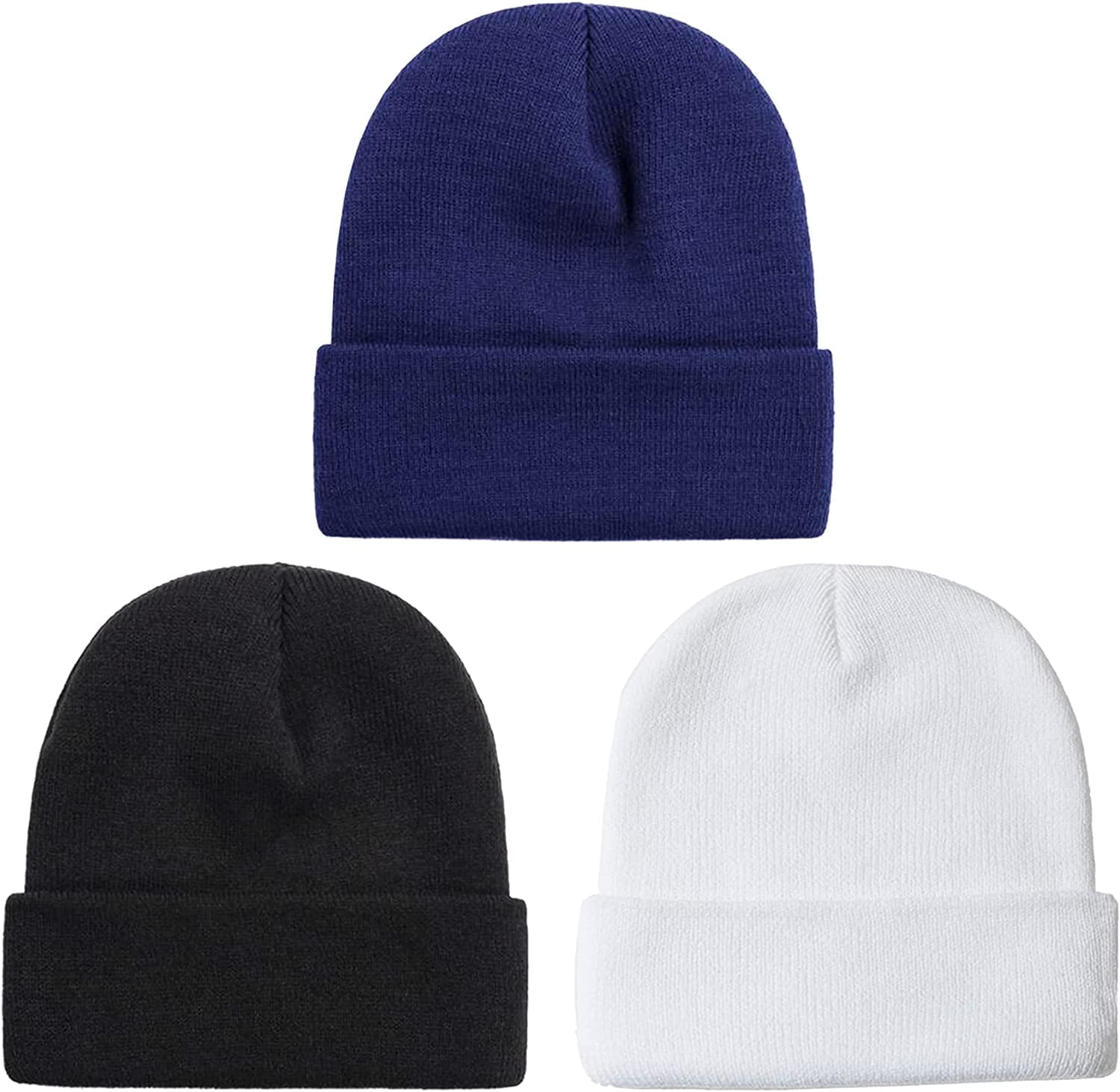 Zukuco 3 Packs Unisex Beanie Hats for Men Women Warm Winter Knit ...
