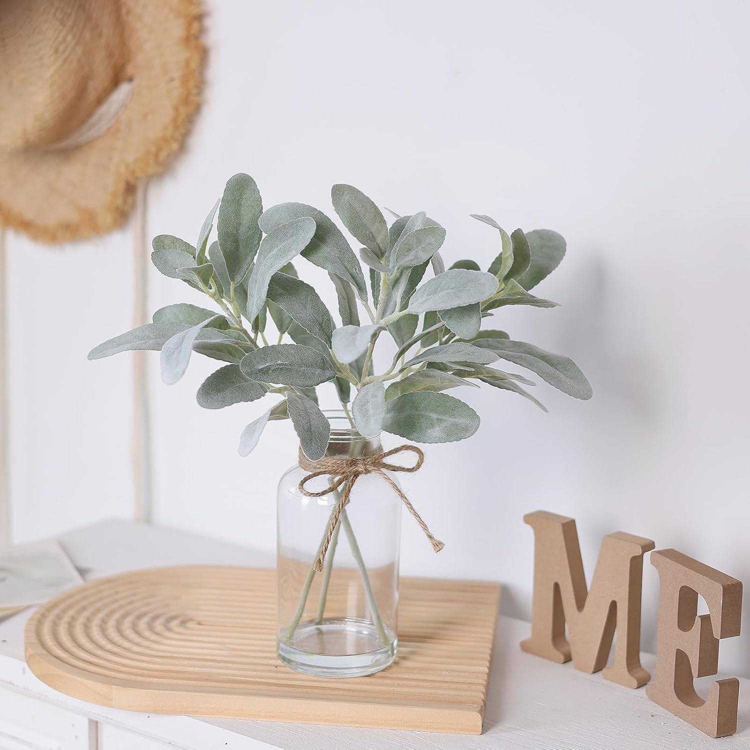 Zukuco 3pcs Artificial Lambs Ear Leaves Stems,15" Fake Flocked Lamb's ...