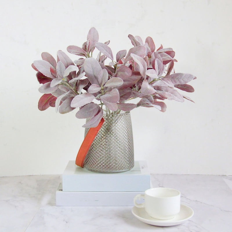Zukuco 3pcs Artificial Lambs Ear Leaves Stems,15" Fake Flocked Lamb's ...