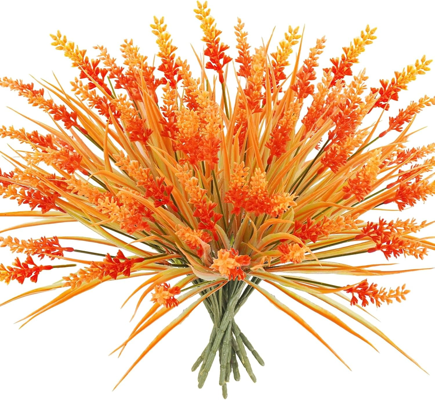 Zukuco 4 Bundles Artificial Fall Flowers Outdoors Fake Fall Lavender ...