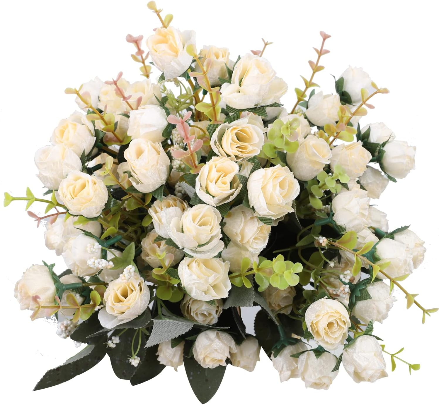 Zukuco 4 Bundles Small Rose Artificial Flowers (7 Branch 21 Rose Heads ...