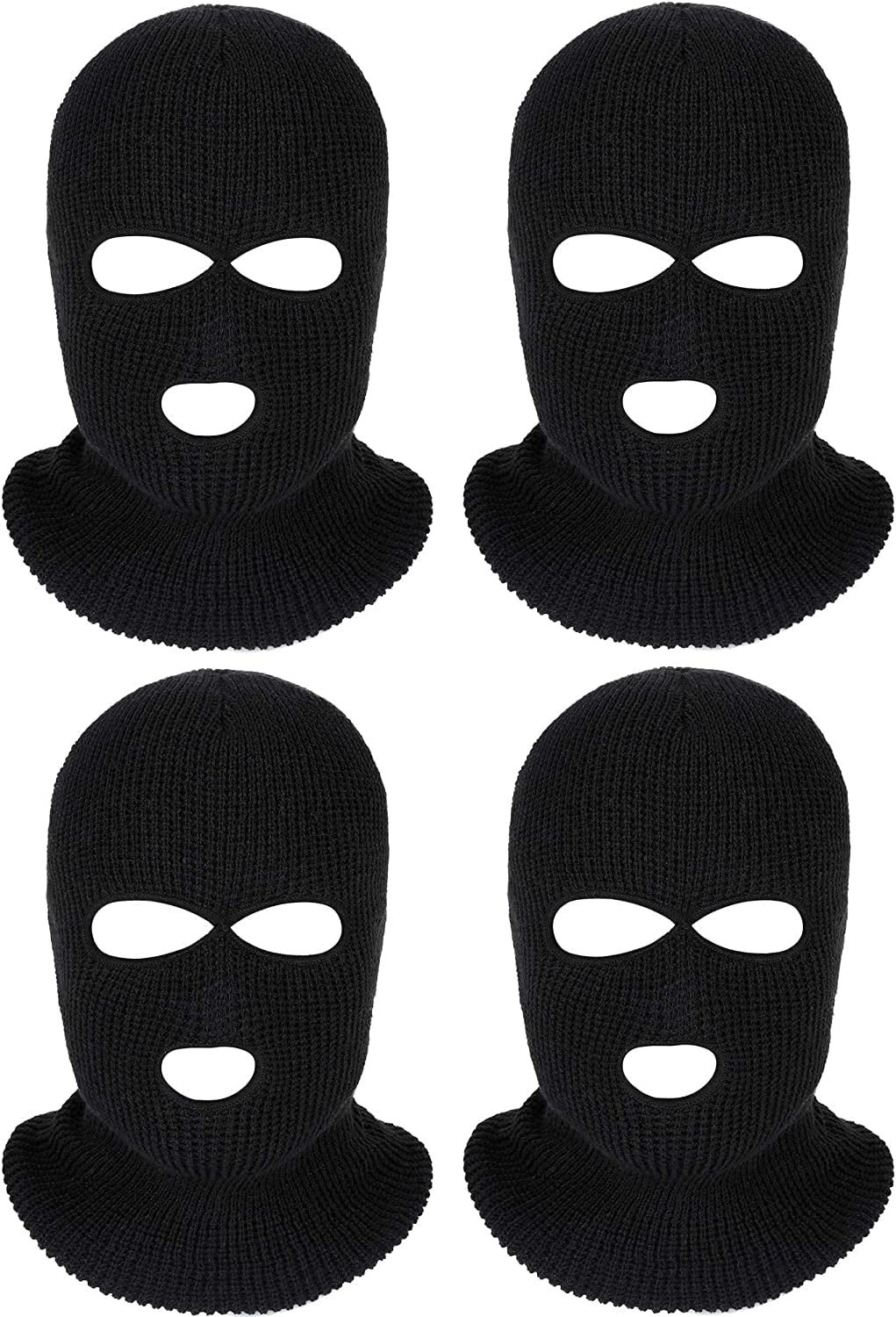 Zukuco 4 Pieces 3 Hole Full Face Cover Ski Mask Winter Warm Knit Full ...