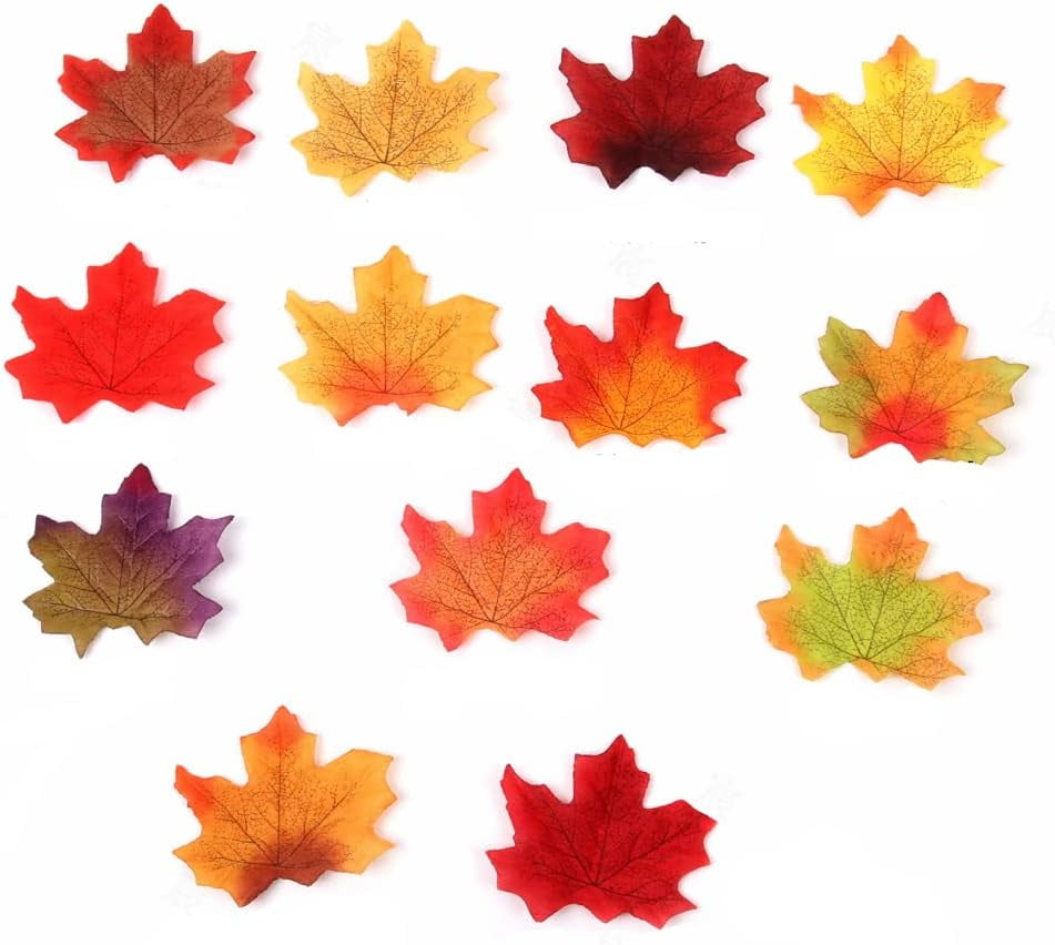 Zukuco 500 Pcs Artificial Maple Leaves 3.15 Inch Assorted Color Fake ...
