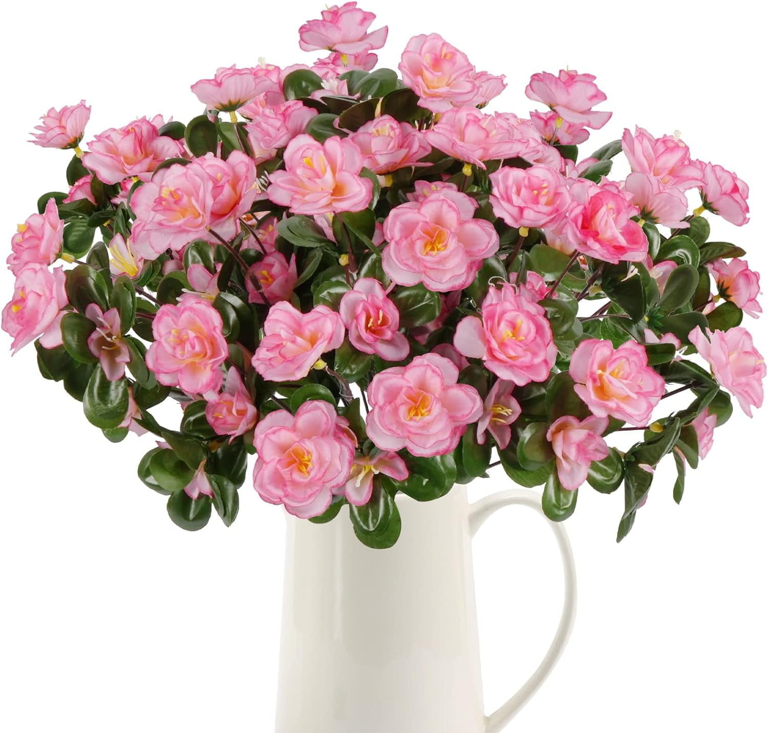Zukuco 6 Bundles Artificial Azalea Faux Outdoor Flowers Plants, Fake ...