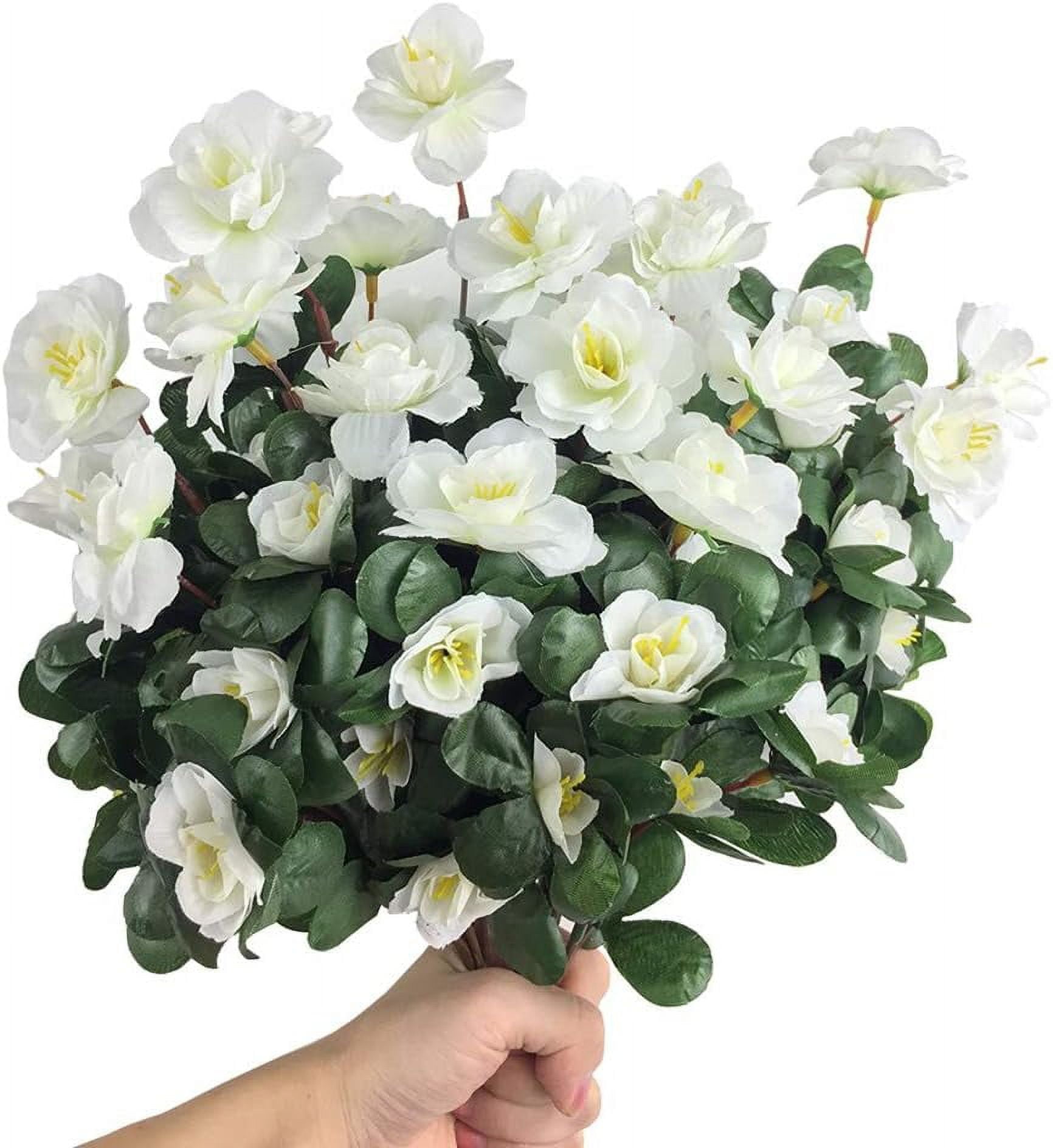Zukuco 6 Bundles Artificial Azalea Faux Outdoor Flowers Plants, Fake ...