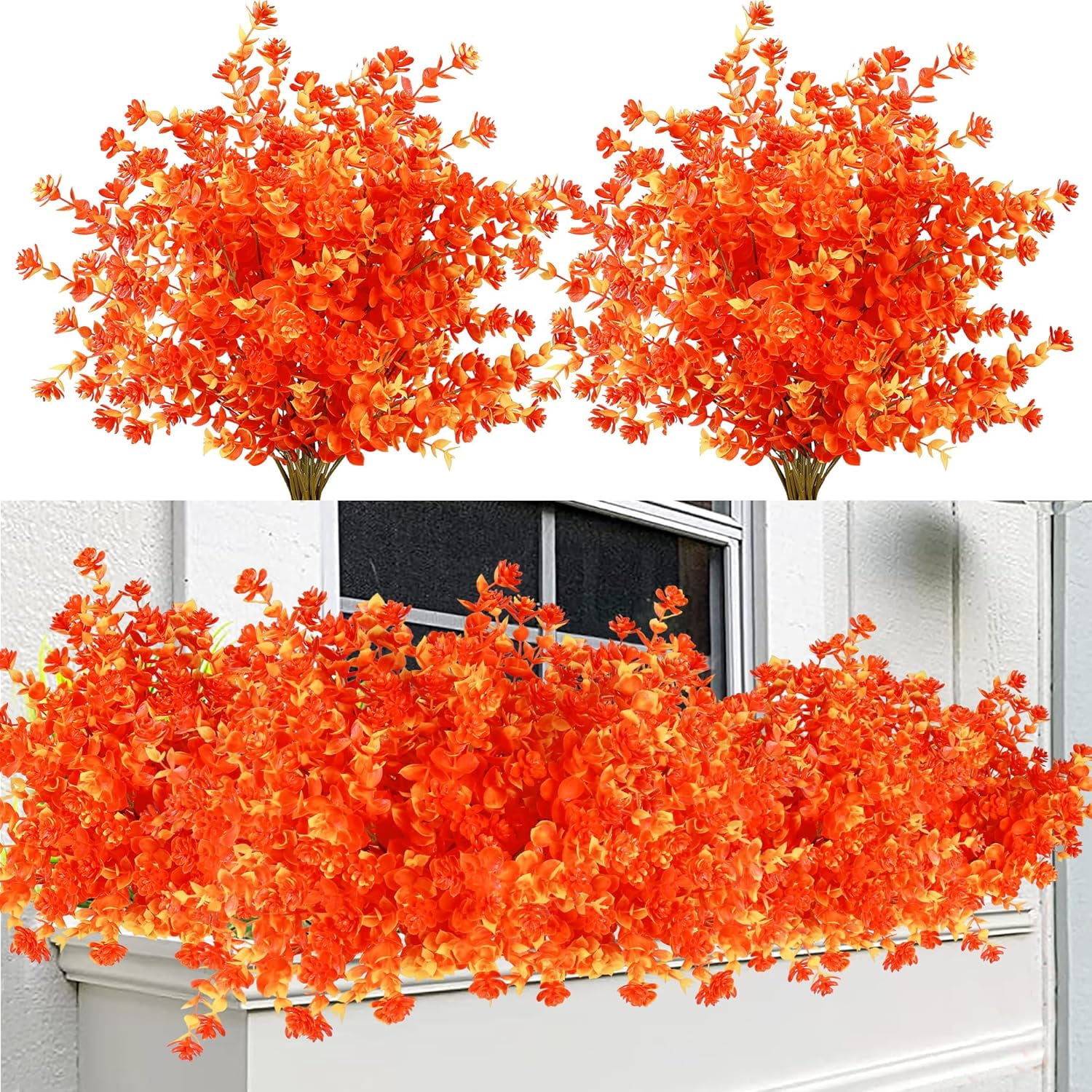 Zukuco 6 Bundles Artificial Eucalyptus Fall Plant Fake Bushes Boxwood ...