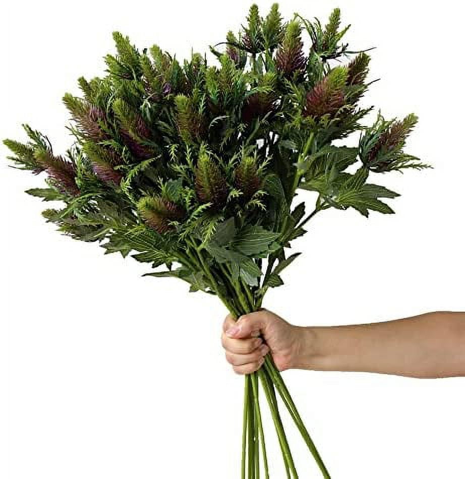 Zukuco 6 Bundles Artificial Flower Thistle Fake Eryngium Sea Holly ...