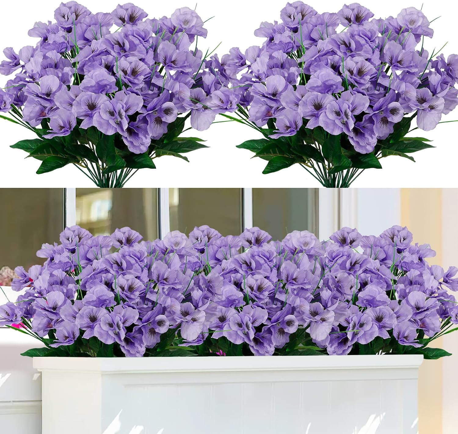 Zukuco 6 Bundles Artificial Pansies Flowers, UV Resistant Silk Wild ...