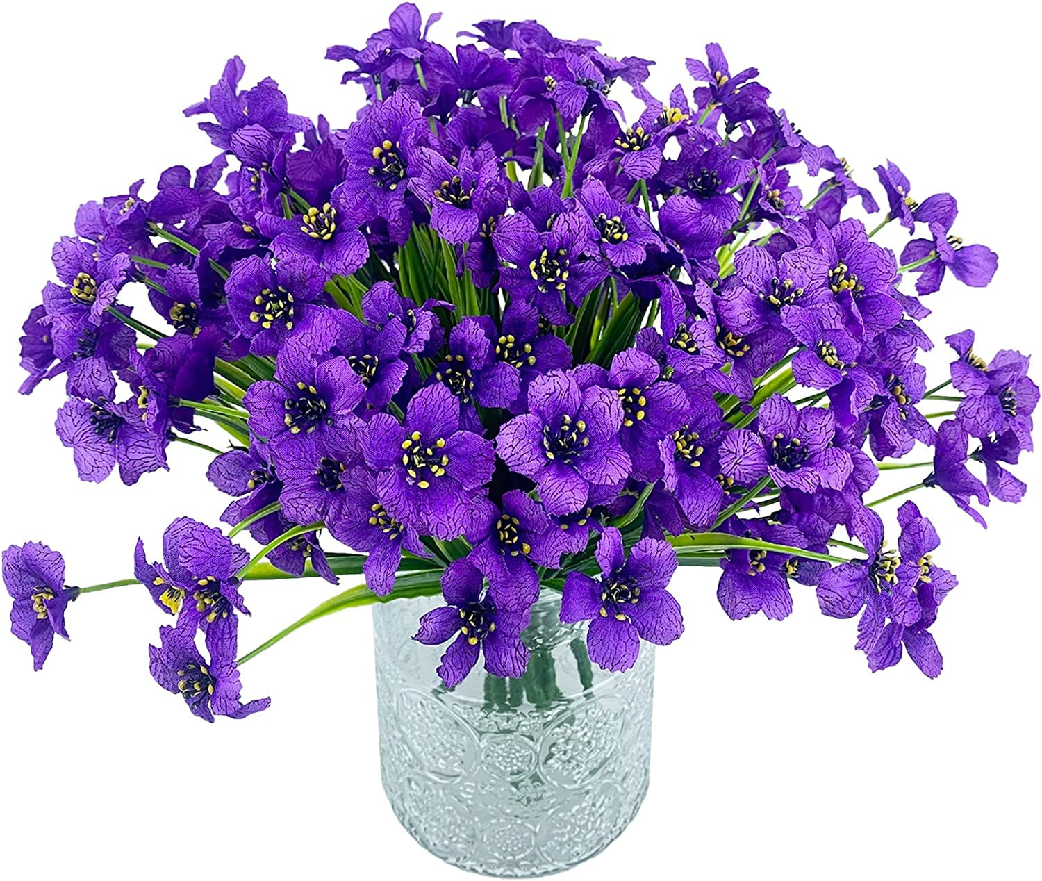 Zukuco 6 Bundles Artificial Violets Flowers UV Resistant Silk Flowers ...