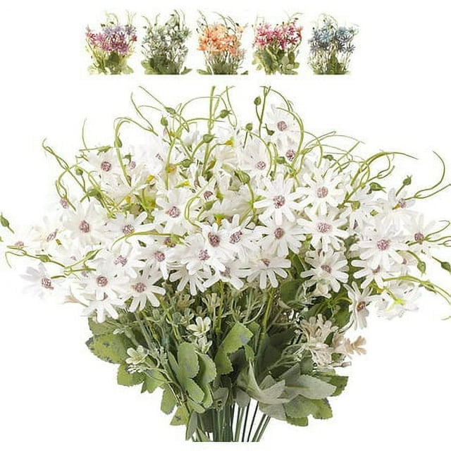 Zukuco 6 Bundles Artificial Wildflowers Spring Flowers Outdoor Fake ...