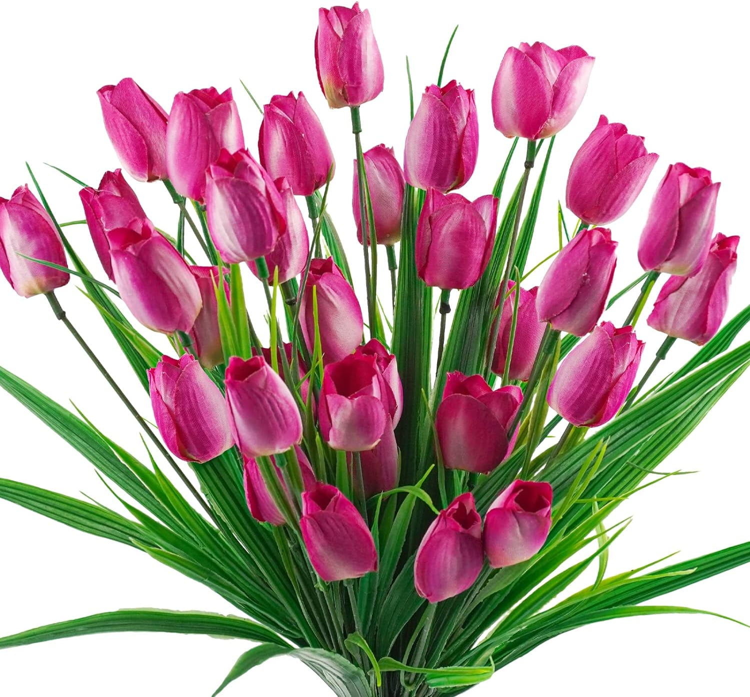 Zukuco 6 Bundles Tulips Artificial Flowers,30 Heads Outdoor Artificial ...