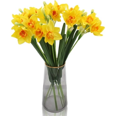 10 Pcs Artificial Daffodil Flowers Real Touch Silk Faux Narcissus ...