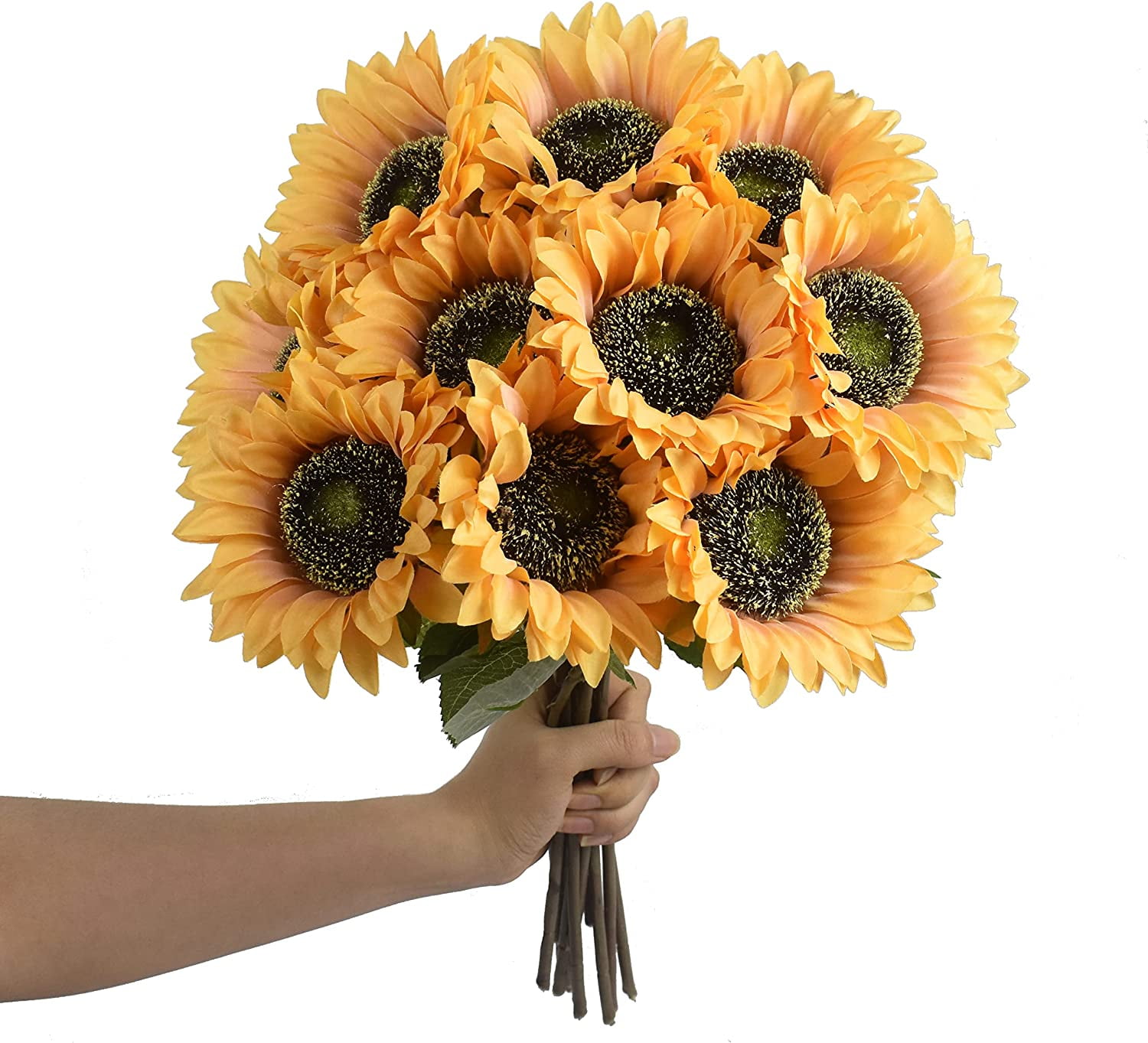 Zukuco 6 Pcs Artificial Sunflower Bouquet Fake Sunflowers with Stems ...
