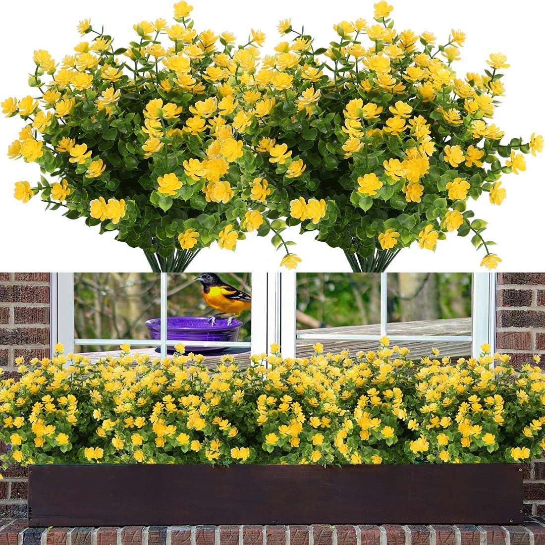 Zukuco 6PCS Artificial Flowers Fake Boxwood Shrubs UV Resistant No Fade ...