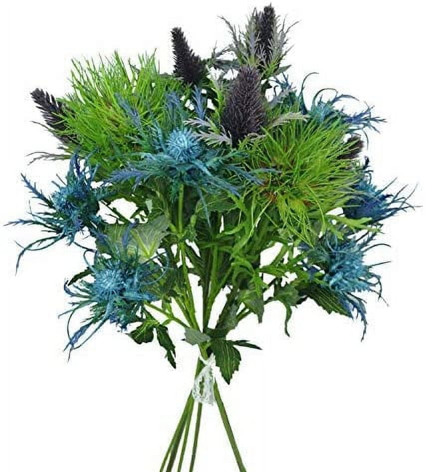 Zukuco 6PCS Artificial Thistles Flowers Bouquet Long Stems Fake Silk ...