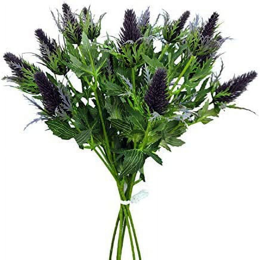 Zukuco 6PCS Artificial Thistles Flowers Bouquet Long Stems Fake Silk ...