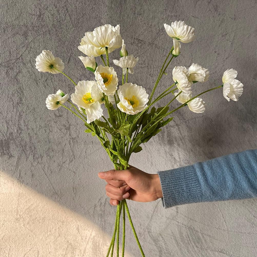 Zukuco 6Pcs Lifelike Artificial Flowers Silk Poppy Flowers Bouquet for ...