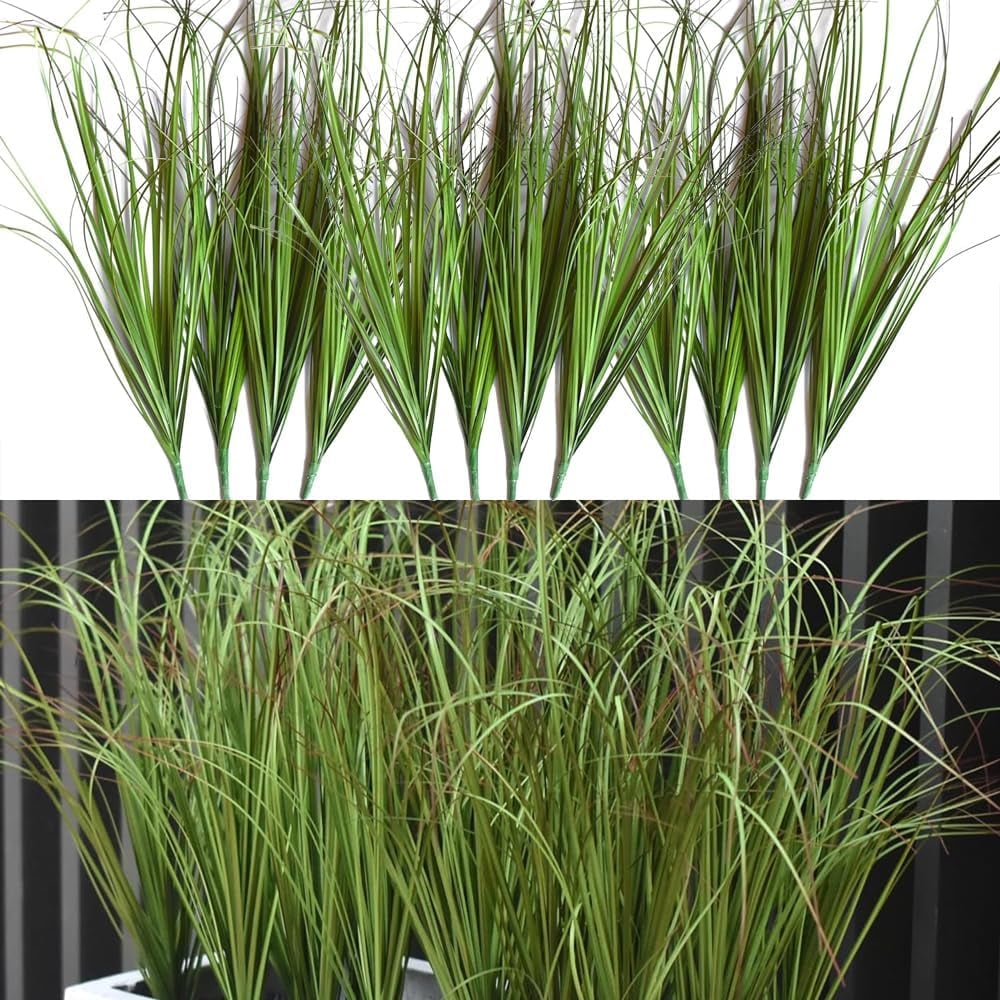 Zukuco 8 Bundles Artificial Shrubs Wheat Grass Greenery Artificial ...