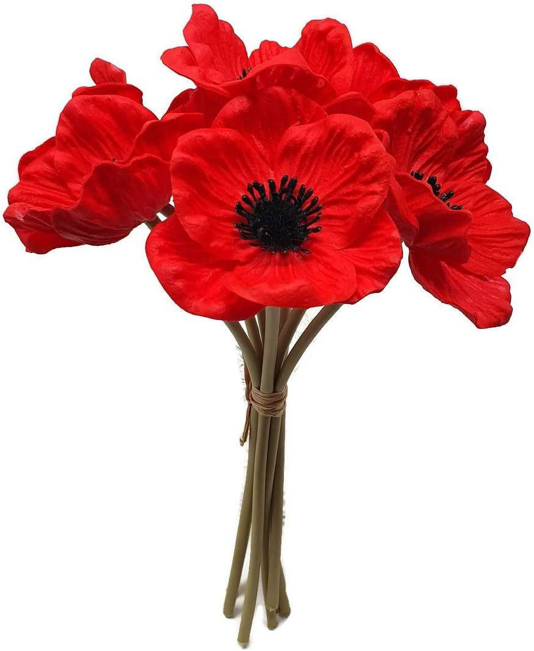 Zukuco 8 pcs Artificial Fake Poppy Flowers Real Touch Anemone Poppy ...