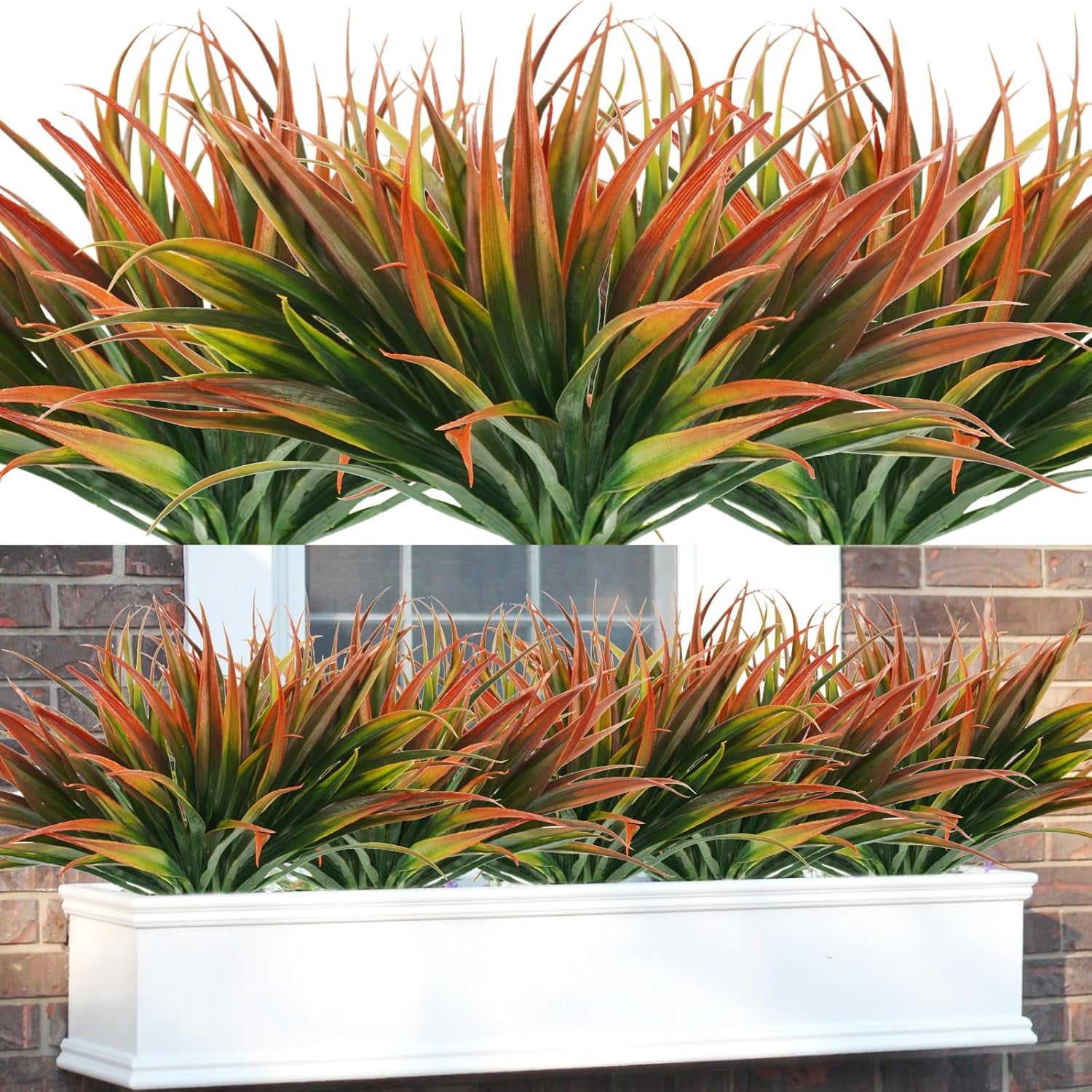 Zukuco 8Pcs Artificial Grass Fake Plants Outdoor Plastic Plants UV ...
