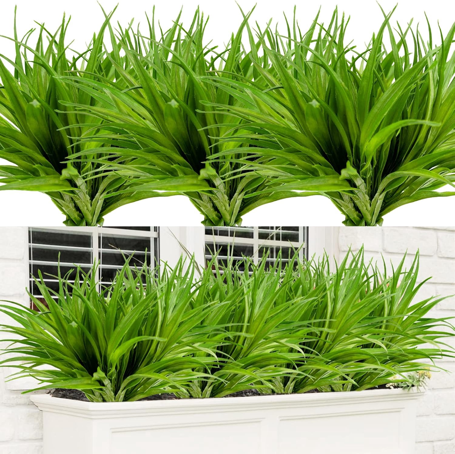 Zukuco 8Pcs Artificial Grass Plant Fake Outdoor Plastic Plants UV ...