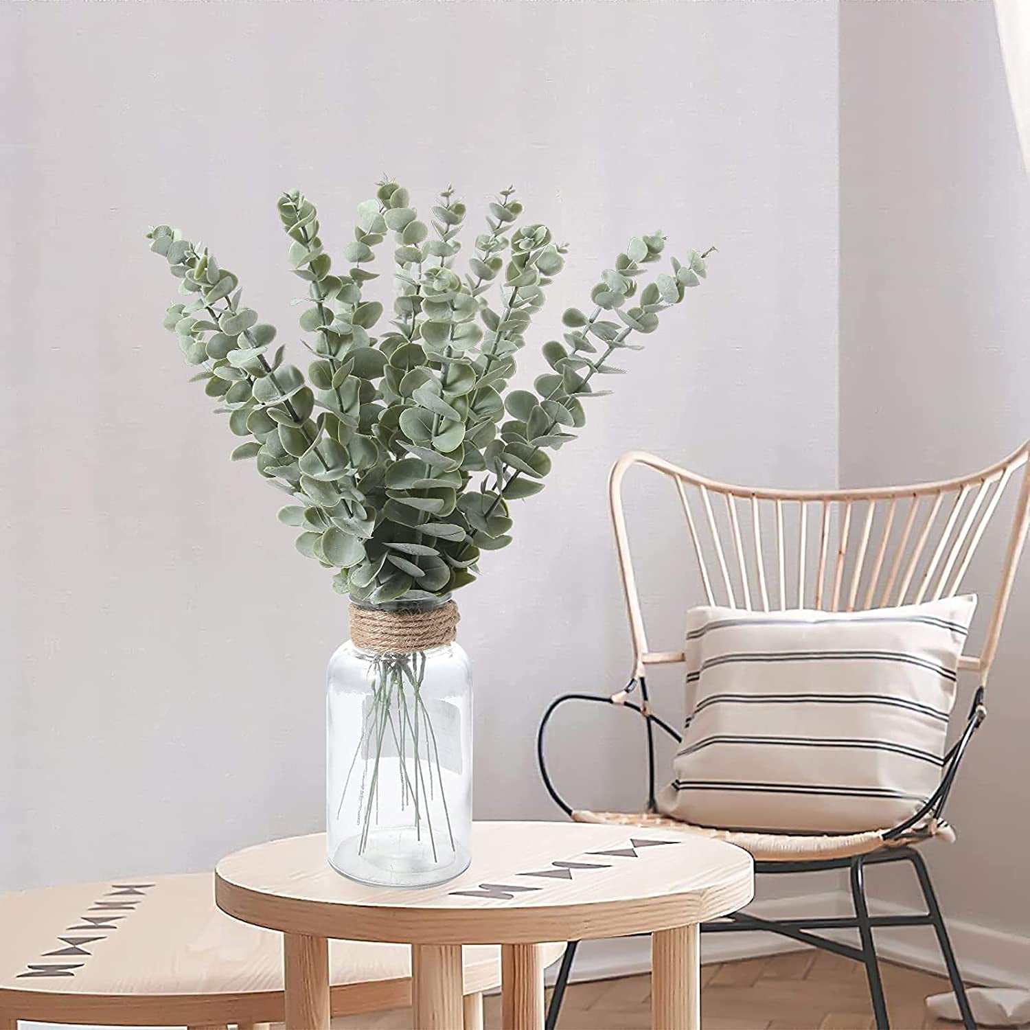 Zukuco Artificial Eucalyptus Stems Real Touch Leaf Fake Greenery Decor ...