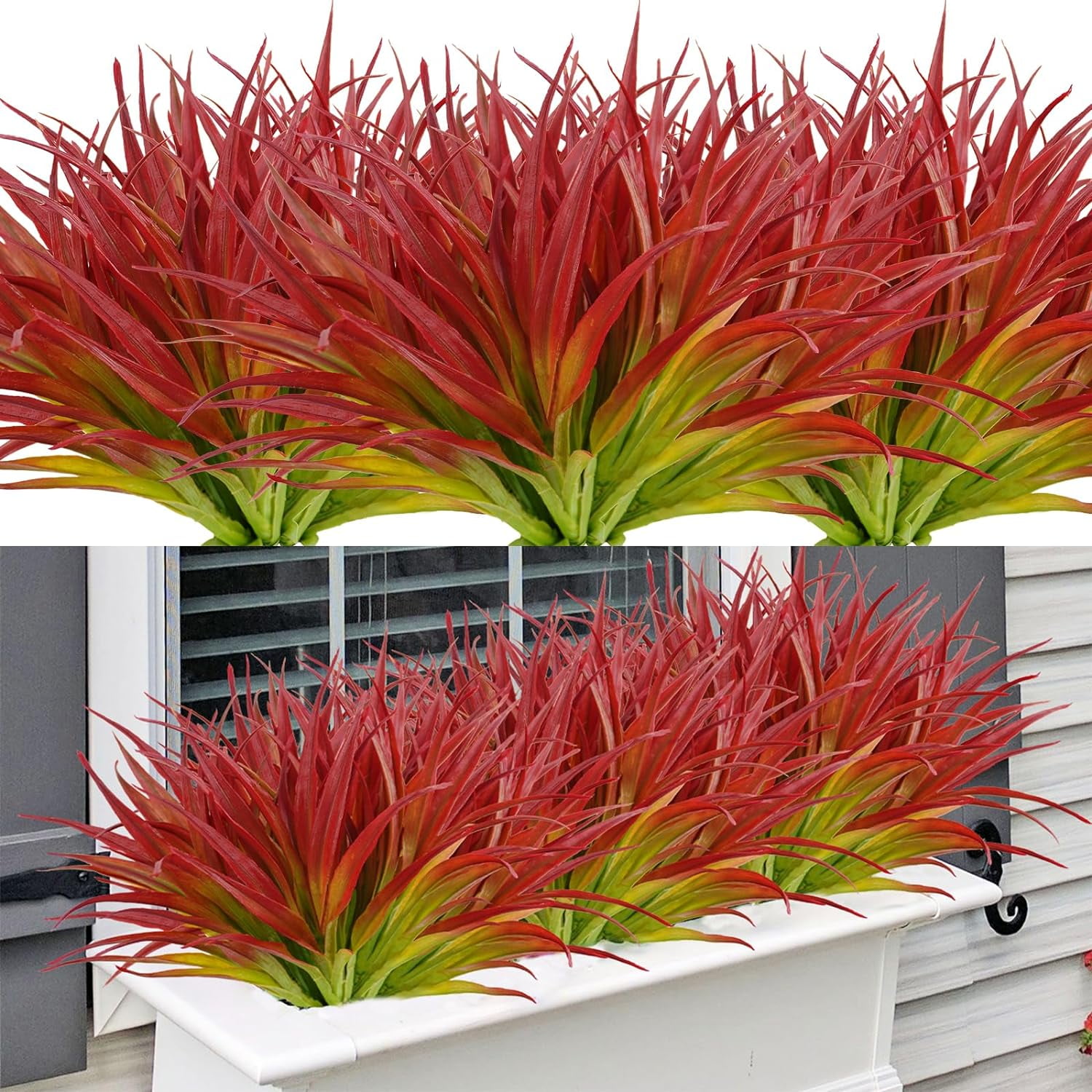 Zukuco Artificial Fake Grass,8PCS Outdoor Faux Grasses Plastic Plants ...