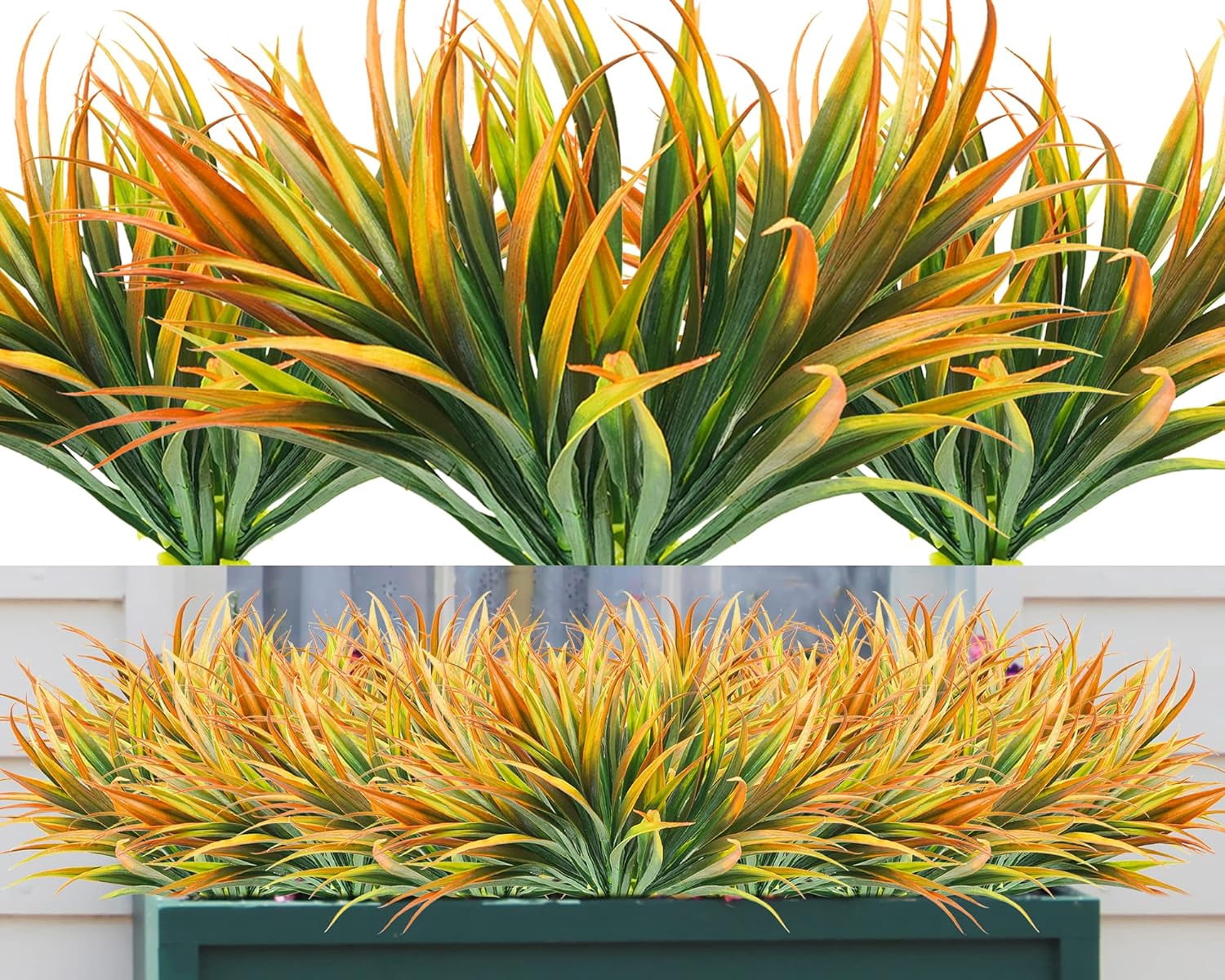 Zukuco Artificial Fake Grass,8PCS Outdoor Faux Grasses Plastic Plants ...