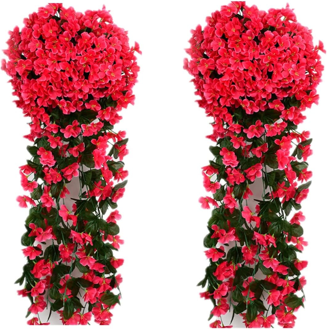 Zukuco Artificial Fake Hanging Plants Flowers for Outdoor Outside, 2 ...