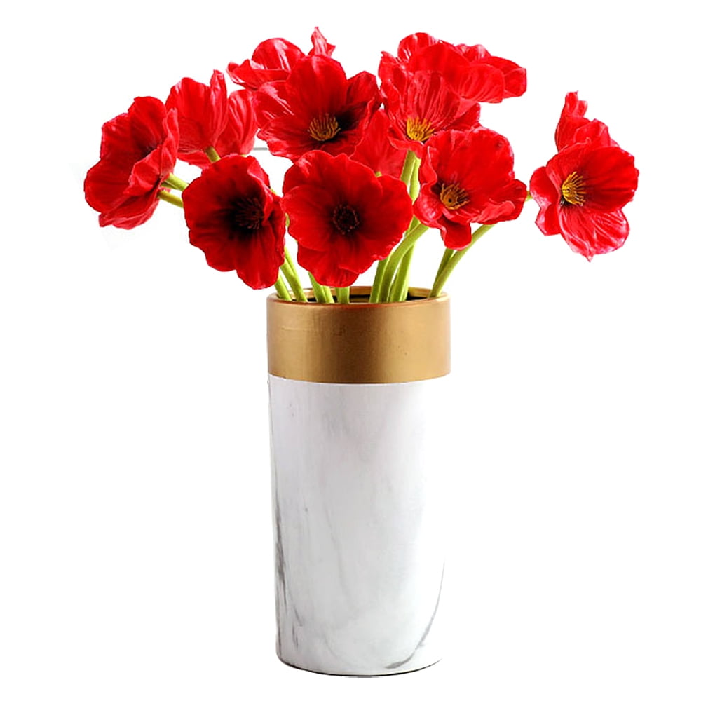 Zukuco Artificial Flowers Red Poppies, 10pcs Real Touch Faux Poppy Fake ...