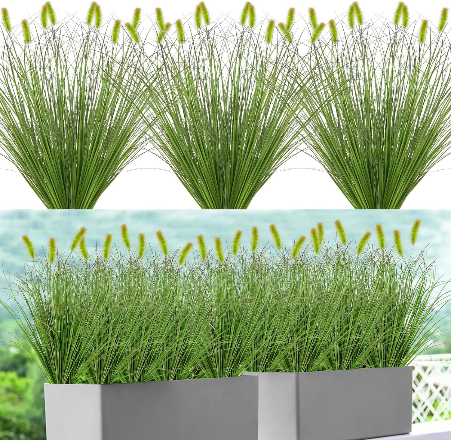 Zukuco Artificial Grass Plant 8 Bundles UV Resistant Faux Dog Tail ...