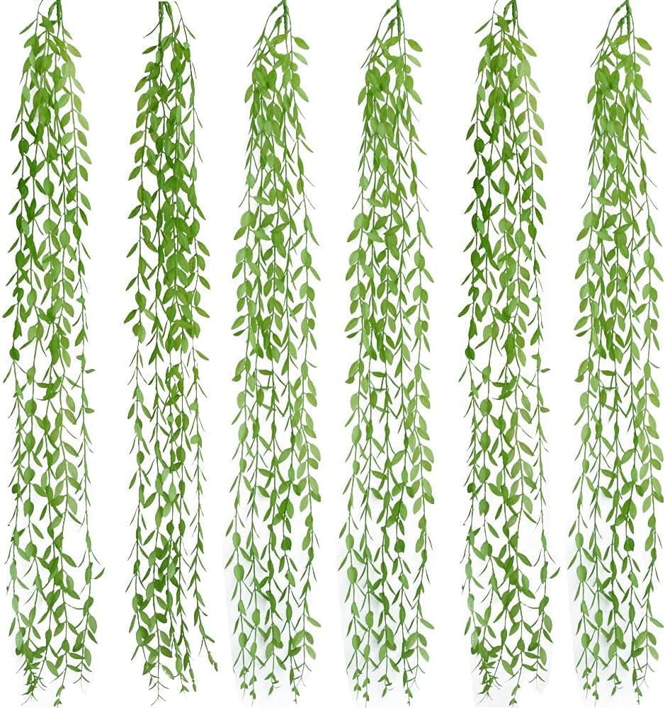 Zukuco Artificial Hanging Vines Plants, 6 Pack Fake Trailing Weeping ...