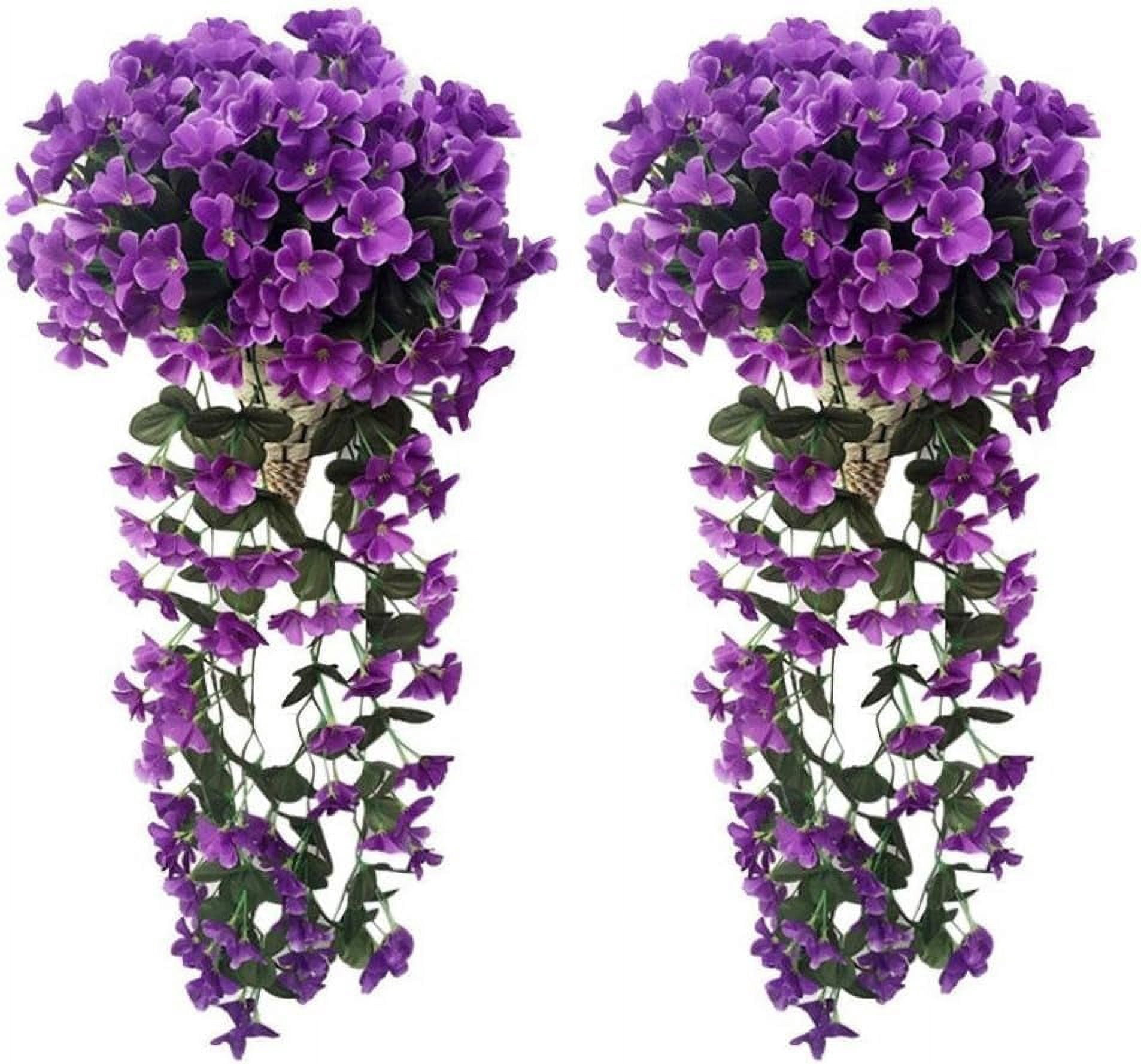Zukuco Artificial Hanging Violet Ivy Flowers 2 Packs Hanging Flowers ...