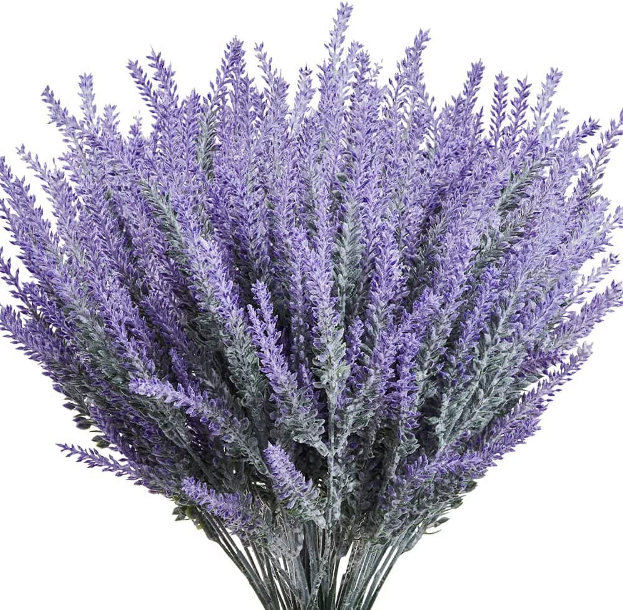 Zukuco Artificial Lavender Fake Flowers, Lifelike Faux Plants Shrubs ...
