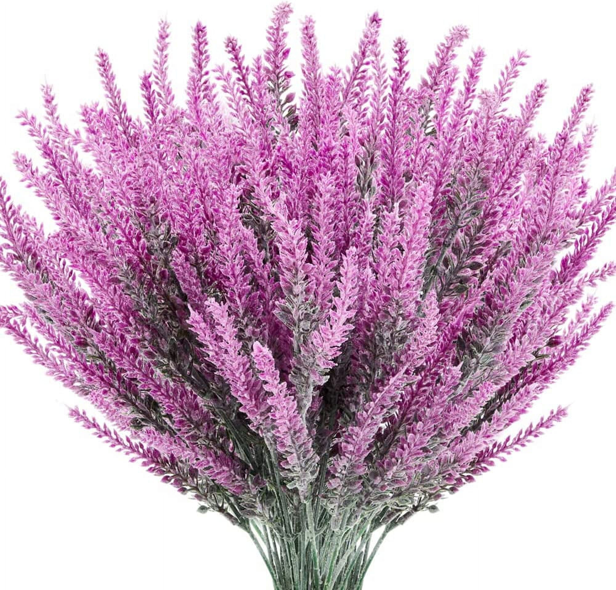 Zukuco Artificial Lavender Fake Flowers, Lifelike Faux Plants Shrubs ...