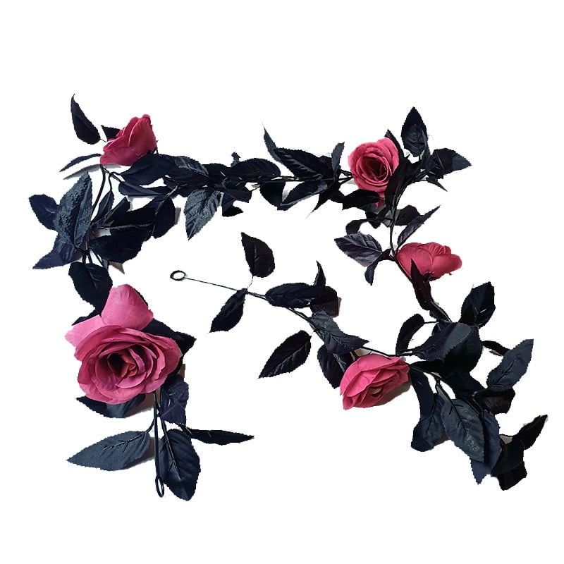 Zukuco Artificial Rose Vines Fake Hanging Flower Black Floral Garland ...