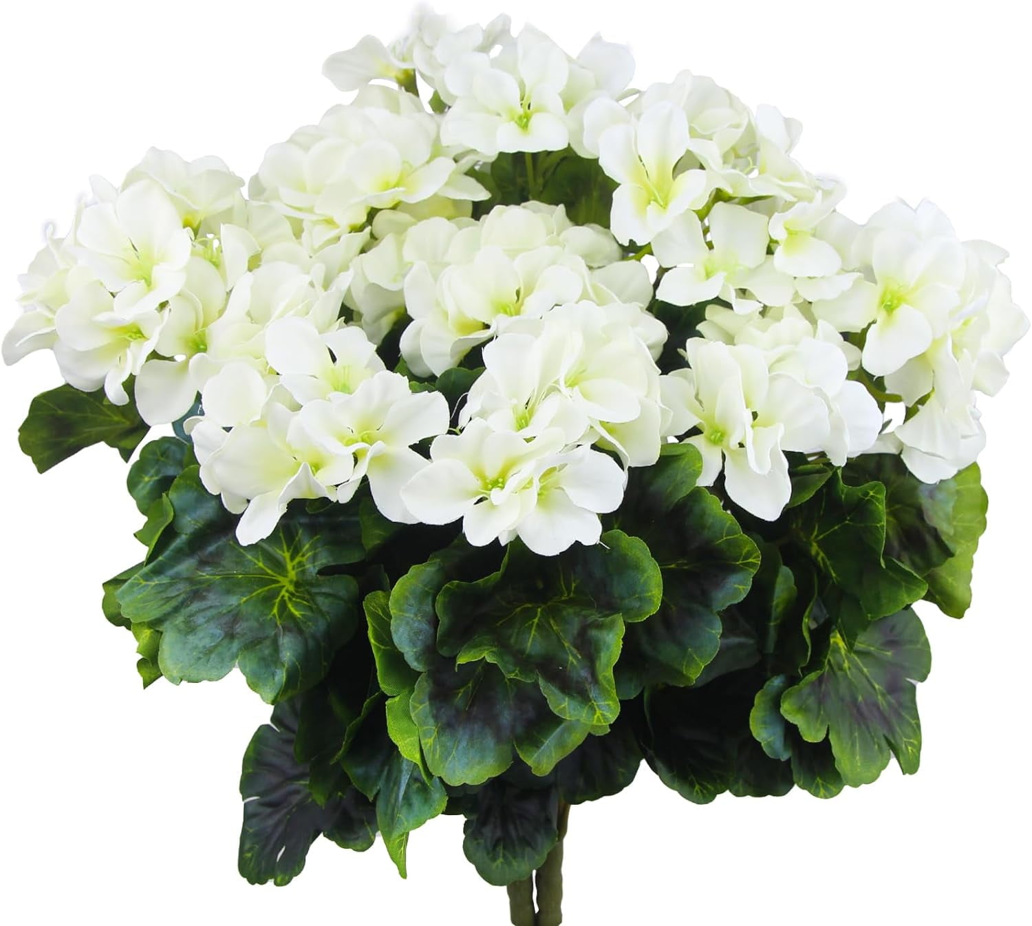 Zukuco Artificial White Geranium Silk Flowers Bush 2 Bundles Faux ...