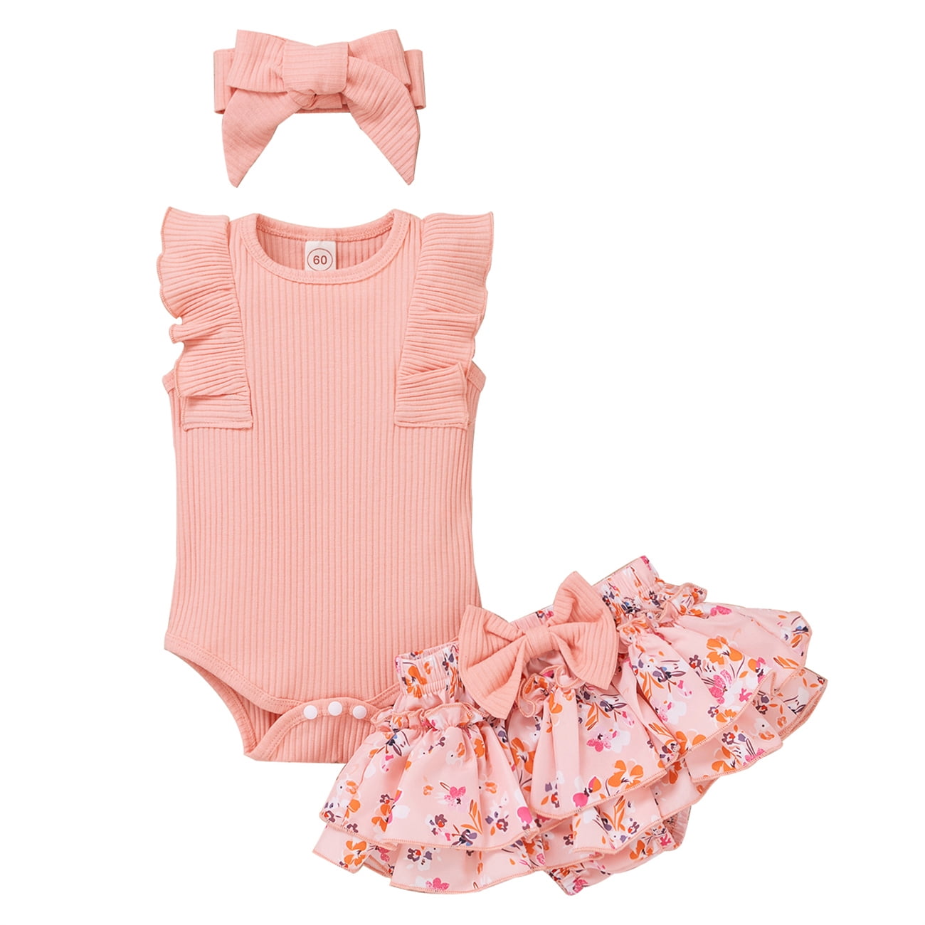 Zukuco Baby Girl Clothes Spring Summer Outfits Floral Pants + Short Ruffle Romper Playsuit ...