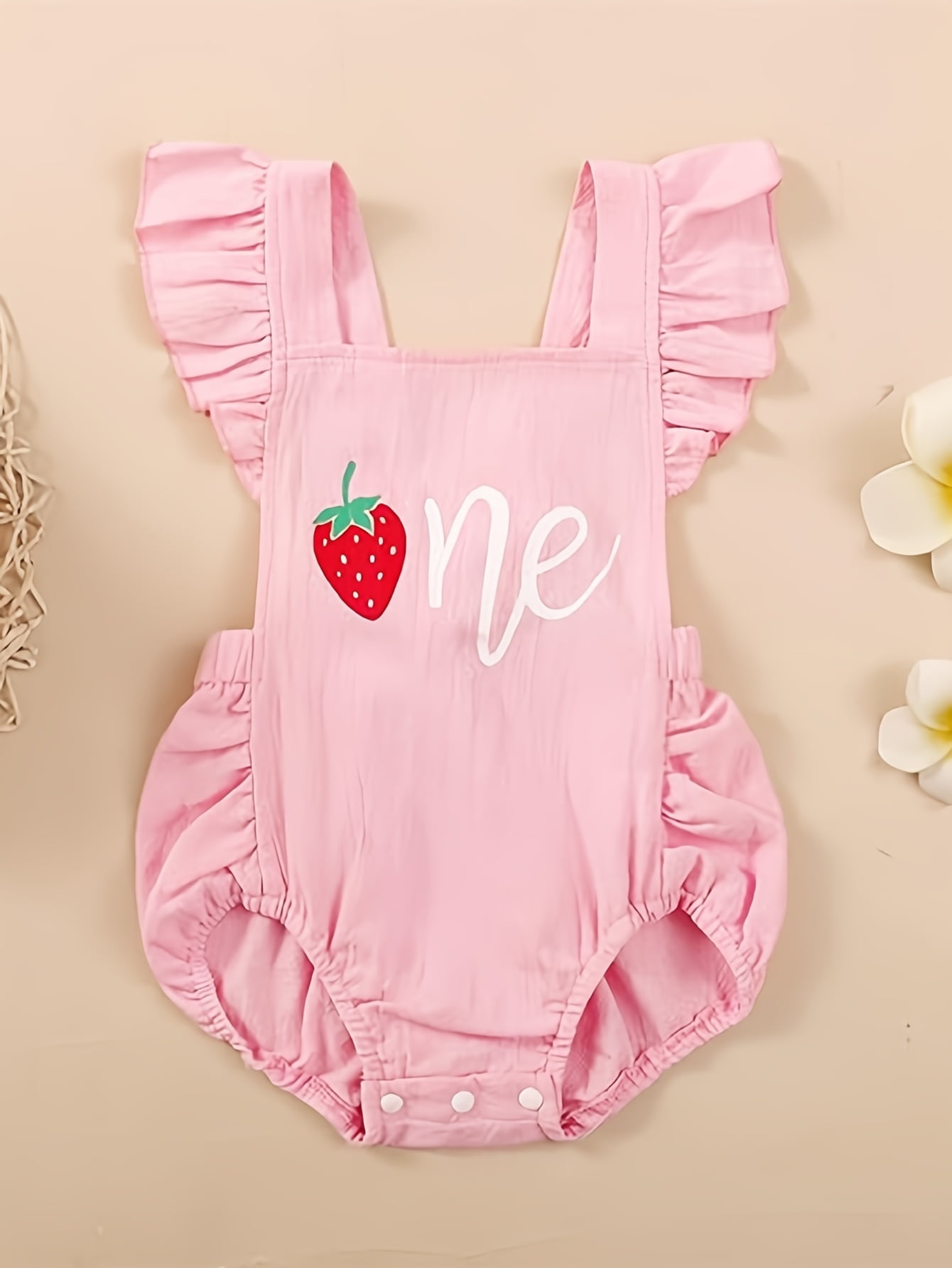 Zukuco Baby Girls 1st Birthday Outfit Strawberry Sleeveless Romper ...