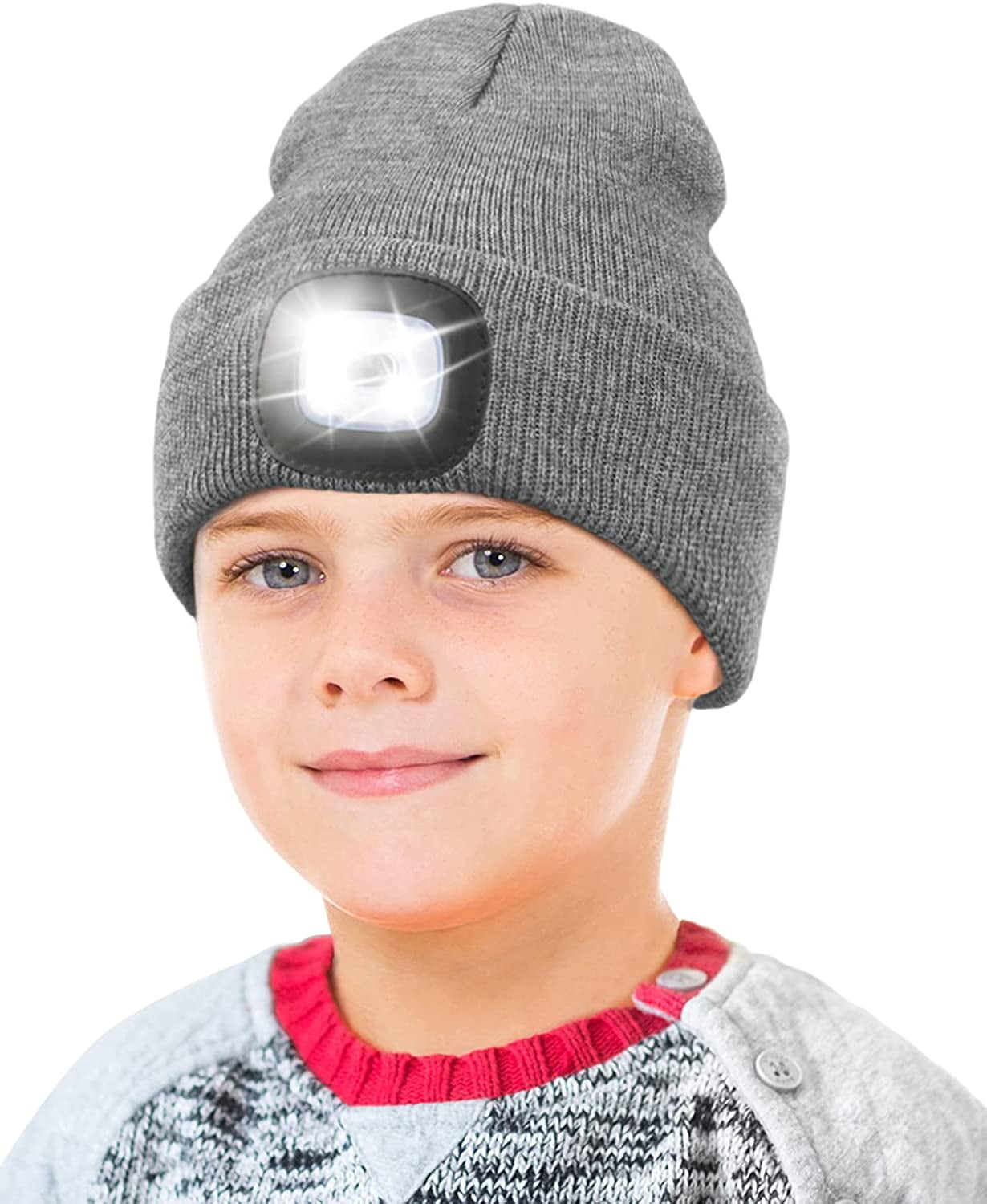 Zukuco Beanie Hat with Light for Kids, USB Rechargeable Hands Free LED ...