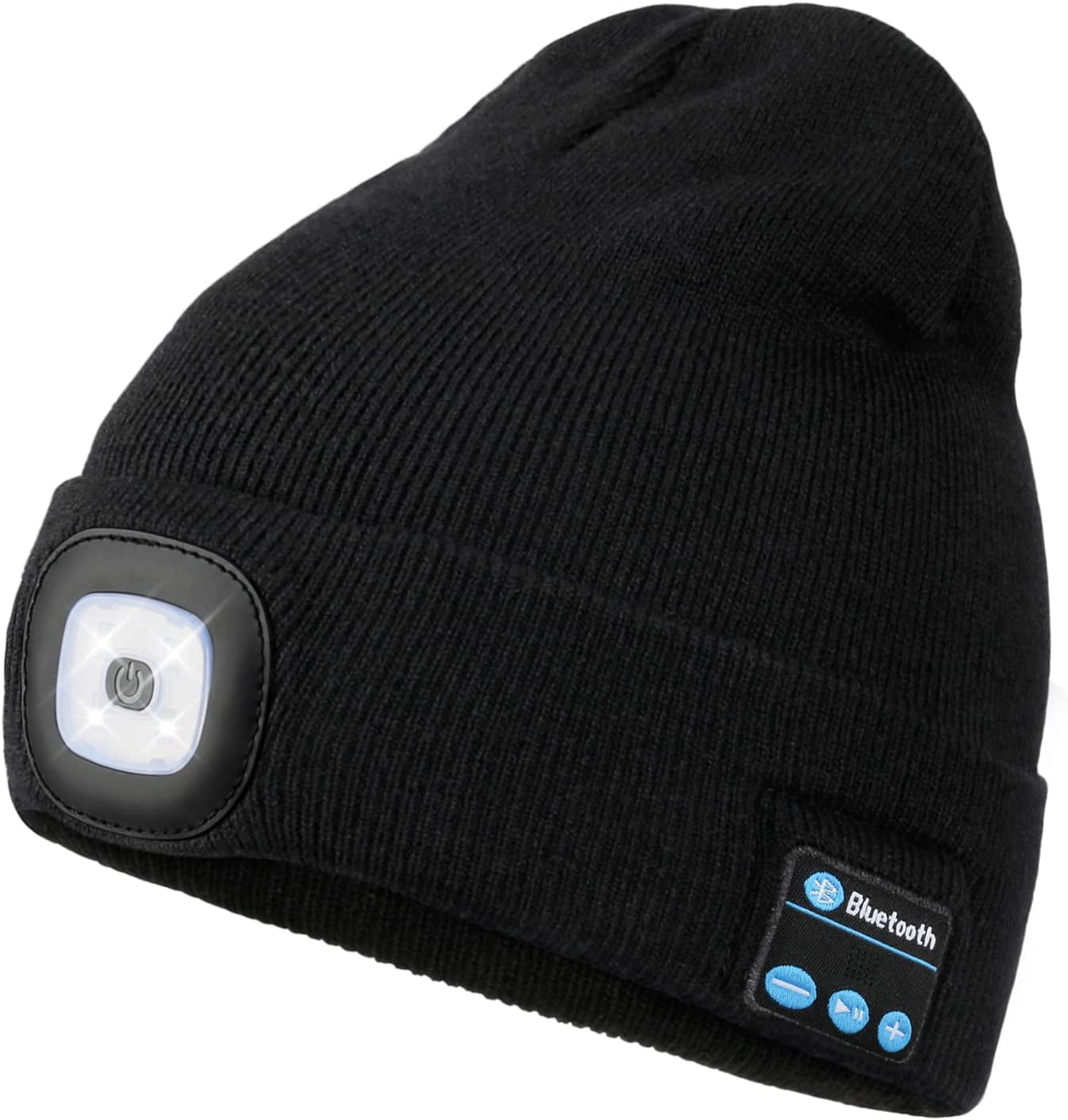 Zukuco Bluetooth Beanie Hat with Light, USB Rechargeable 4 LED Headlamp ...