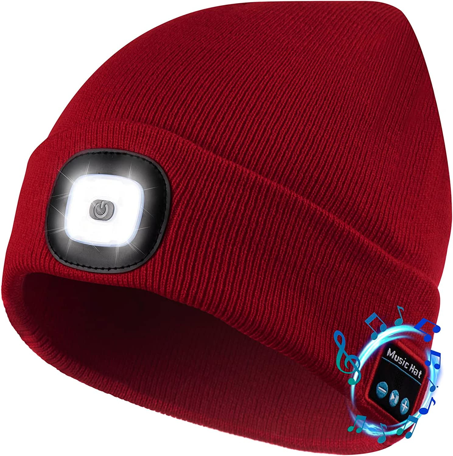 Zukuco Bluetooth Beanie Hat with LED Light Wireless Headphones Music ...